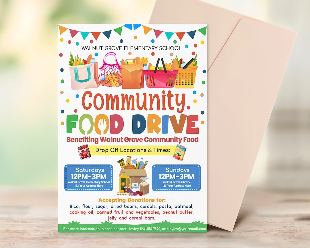 Community Food Drive Flyer, Community PTA PTO Fundraiser Flyer Template ...