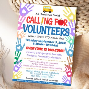 School PTO PTA Volunteer Recruitment Flyer, School Volunteer Flyer ...
