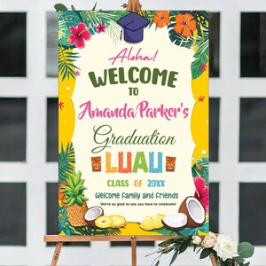 Editable Luau Graduation Welcome Sign 2023 Template, Tropical ...