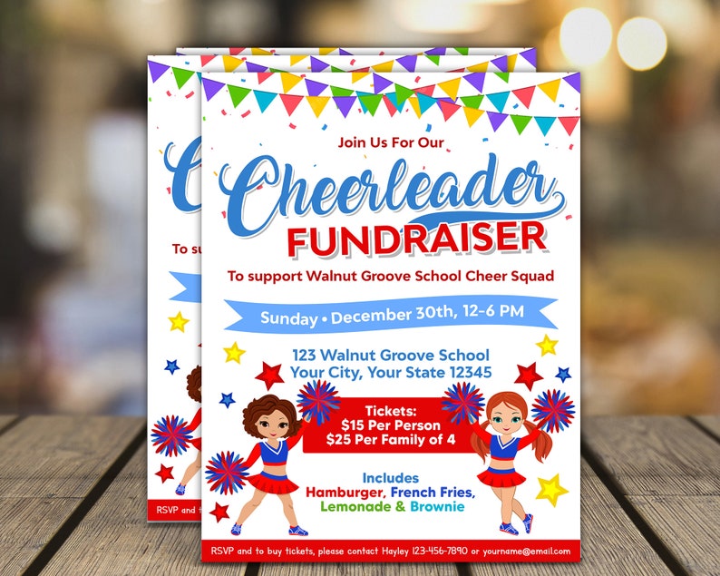 Editable Cheerleader Fundraiser Flyer School PTO PTA - Etsy