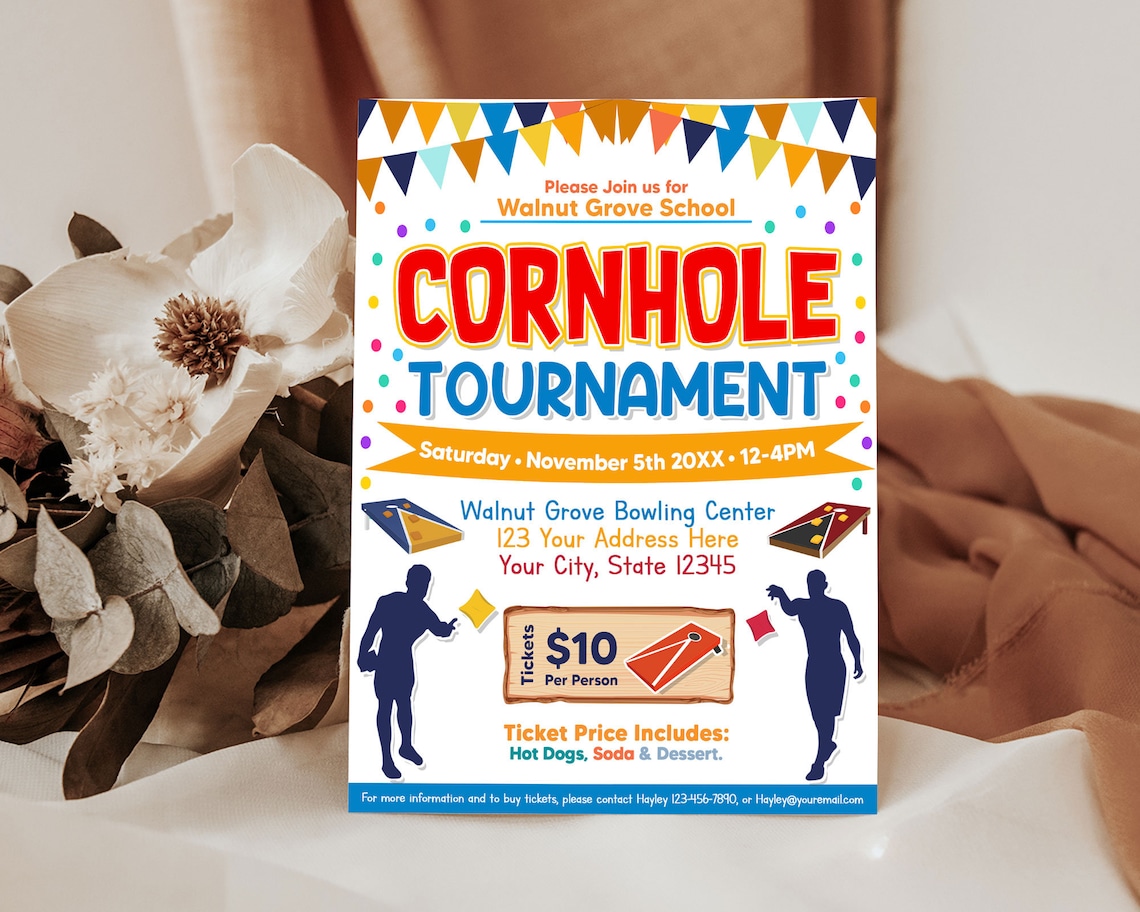 Cornhole Tournament Flyer, Cornhole Flyer Template, Backyard Sports ...