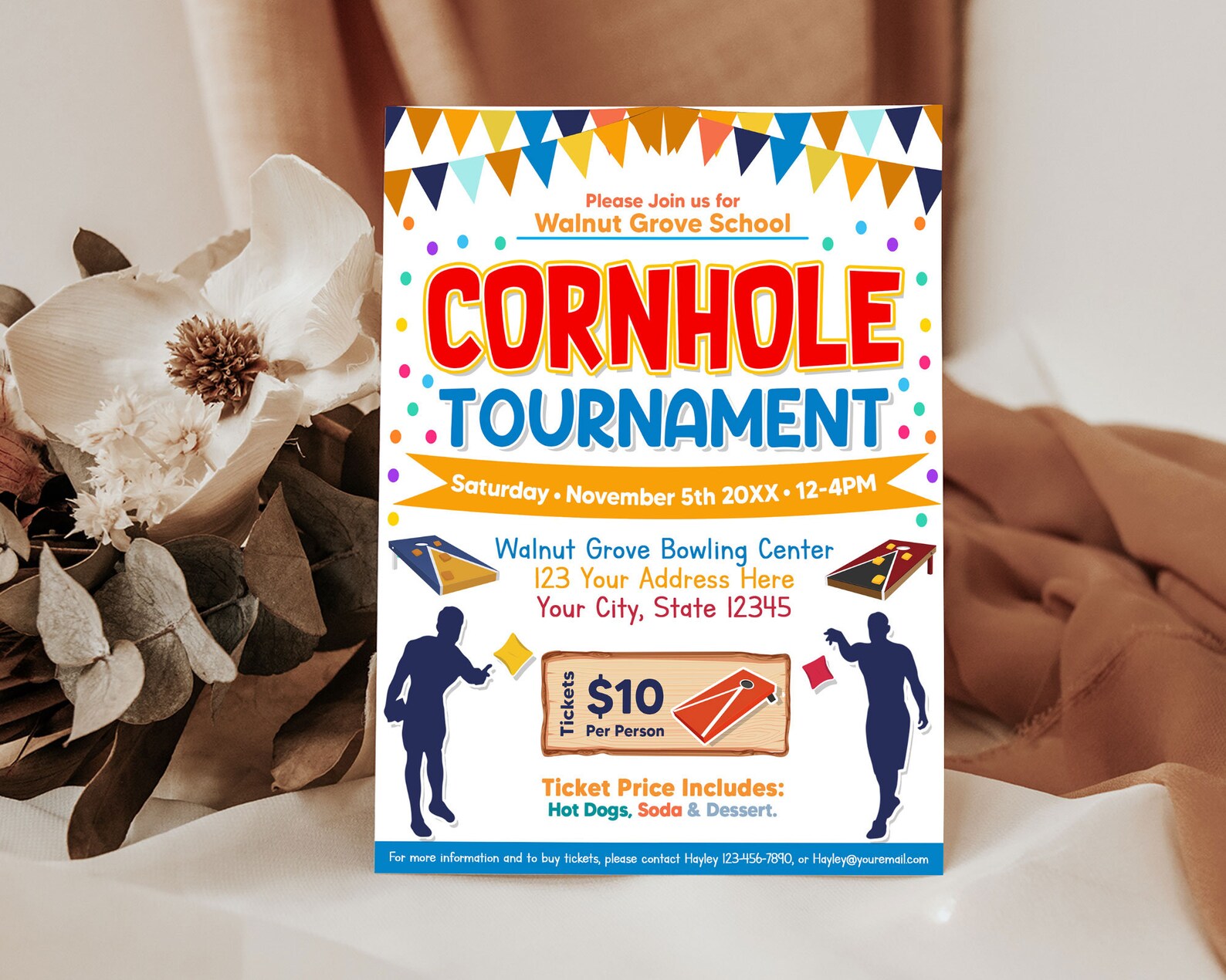 Cornhole Tournament Flyer, Cornhole Flyer Template, Backyard Sports ...