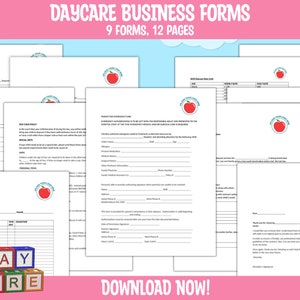 Amazing Daycare Business Forms BUNDLE, Daycare Provider Startup ...