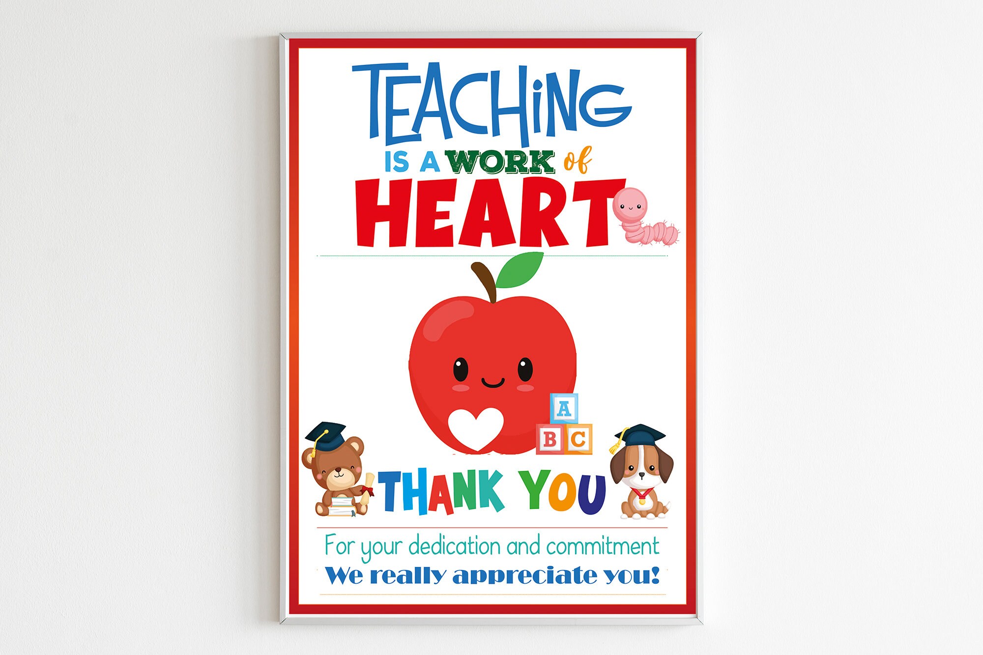 PRINTABLE Teaching is a Work of Heart Sign, Teacher and Staff ...