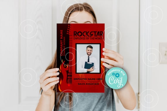 Employee of the Month Printable EDITABLE Rockstar Employee | Etsy