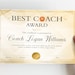 Downloadable Basketball Coach Certificate Template, Basketball Coach of ...