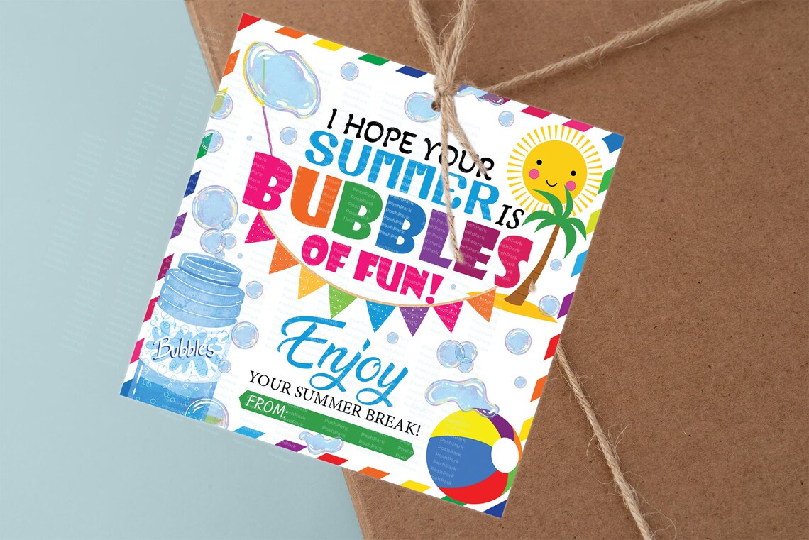 Printable PDF Bubbles of Fun Summer Tag End of School Year - Etsy