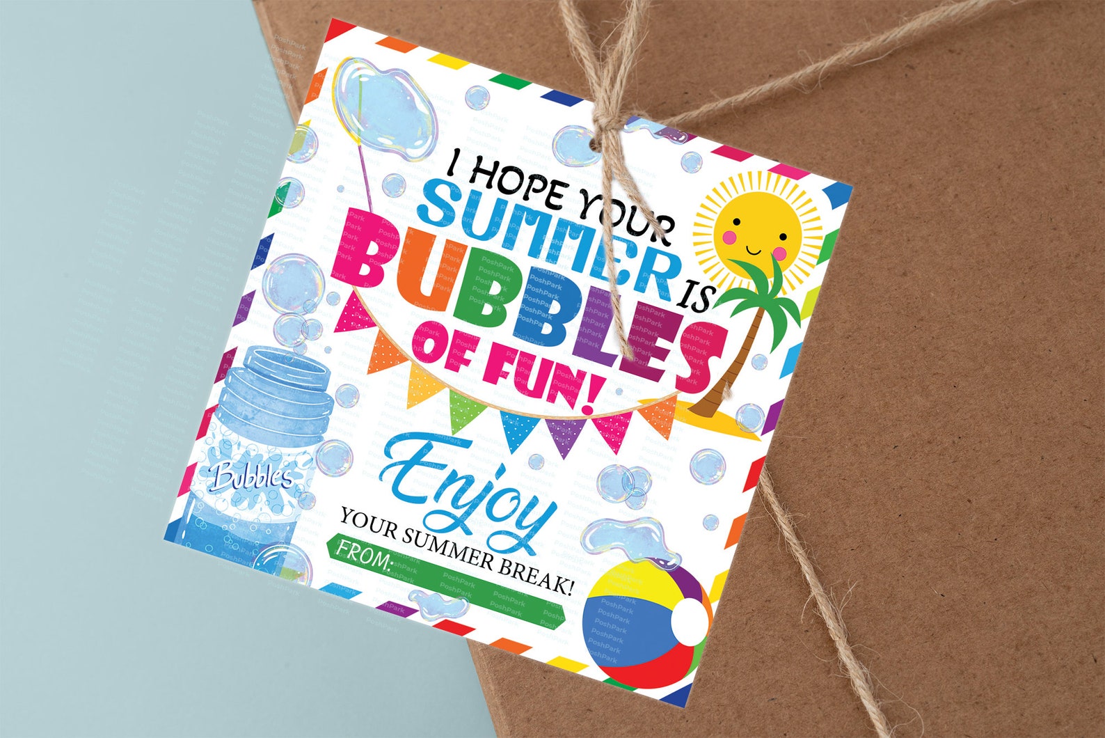Printable PDF Bubbles of Fun Summer Tag End of School Year - Etsy