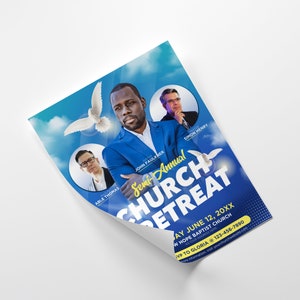 DIY Church Flyer Template, Blue Church Flyer EDITABLE - Etsy