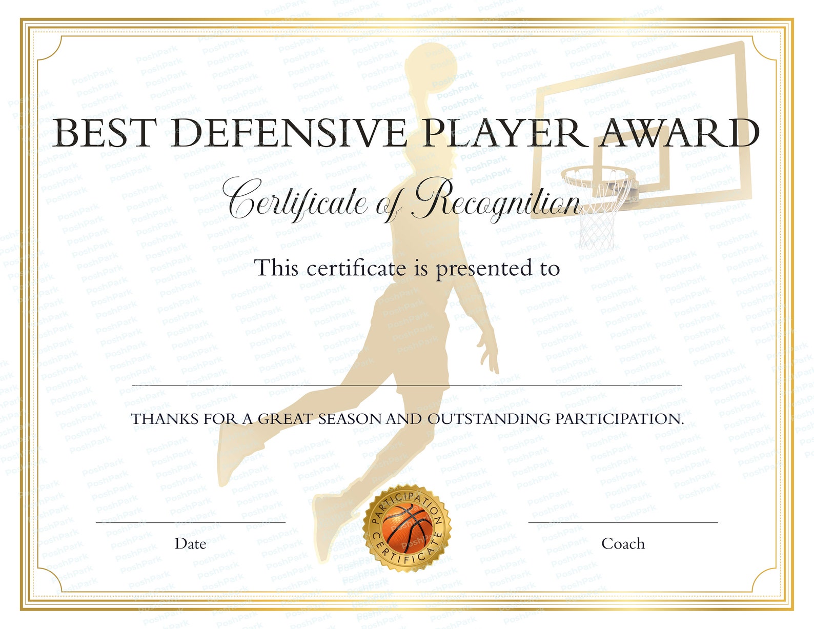 DIY Printable Blank PDF End of Season Basketball Award - Etsy