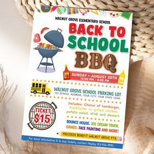 Back to School BBQ Flyer, Back to School Fundraiser Flyer, School Bbq ...