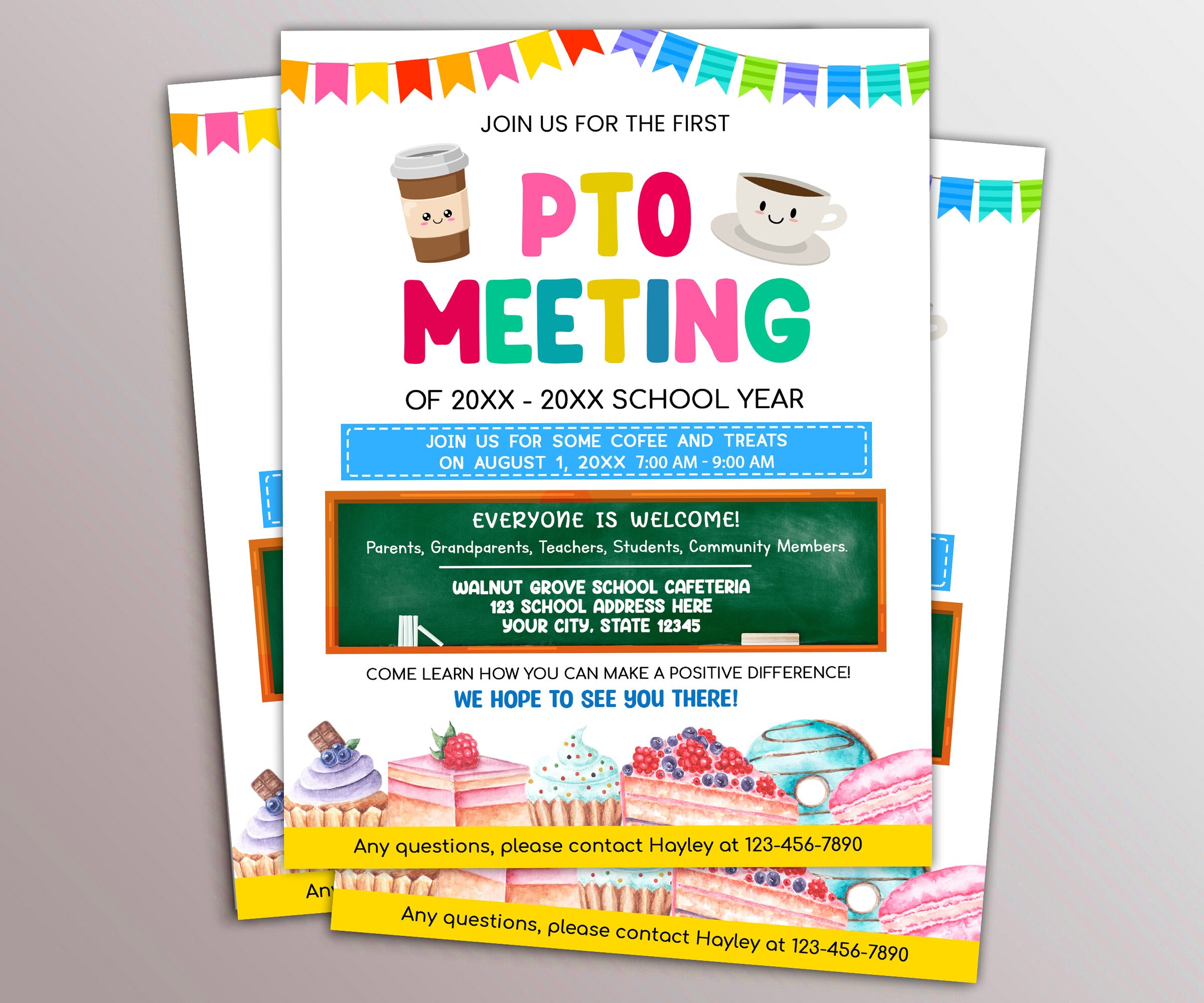 Editable PTO PTA Meeting Flyer Template, Back to School Breakfast ...