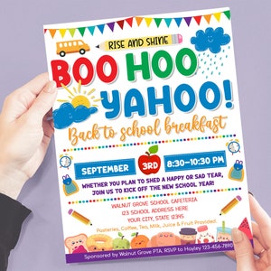 Editable Boo Hoo Breakfast Flyer Invitation, Back to School Breakfast ...