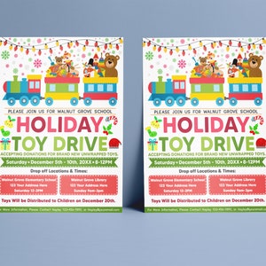 Editable Holiday Toy Drive Flyer Template, Printable Toy Drive ...