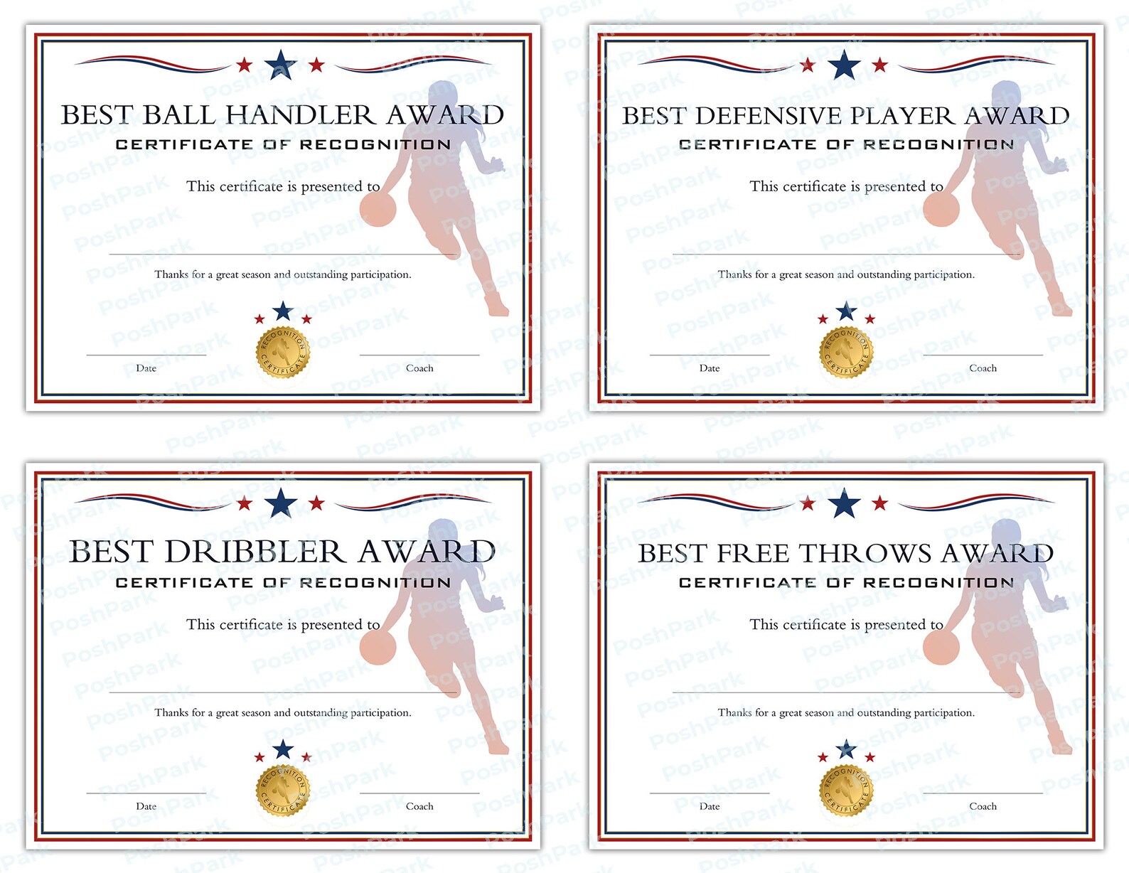 PRINTABLE Red White Blue PDF End of Season Basketball Award ...
