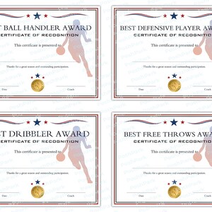 PRINTABLE Red White Blue PDF End of Season Basketball Award ...
