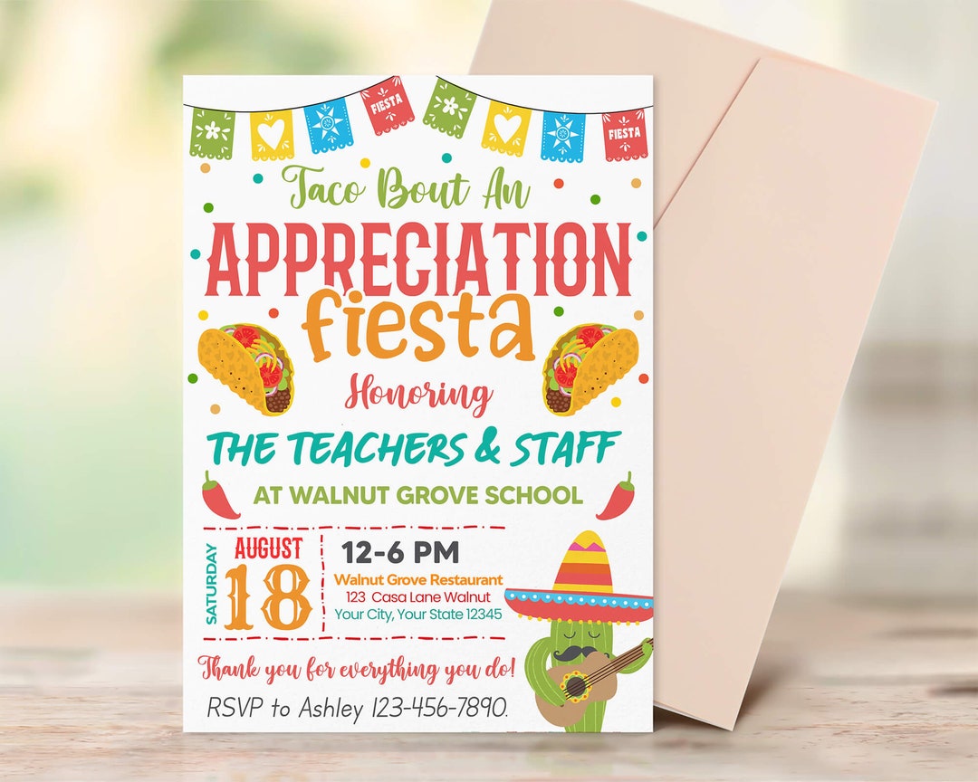 Editable Taco Bout an Appreciation Invitation, Fiesta Appreciate Party ...