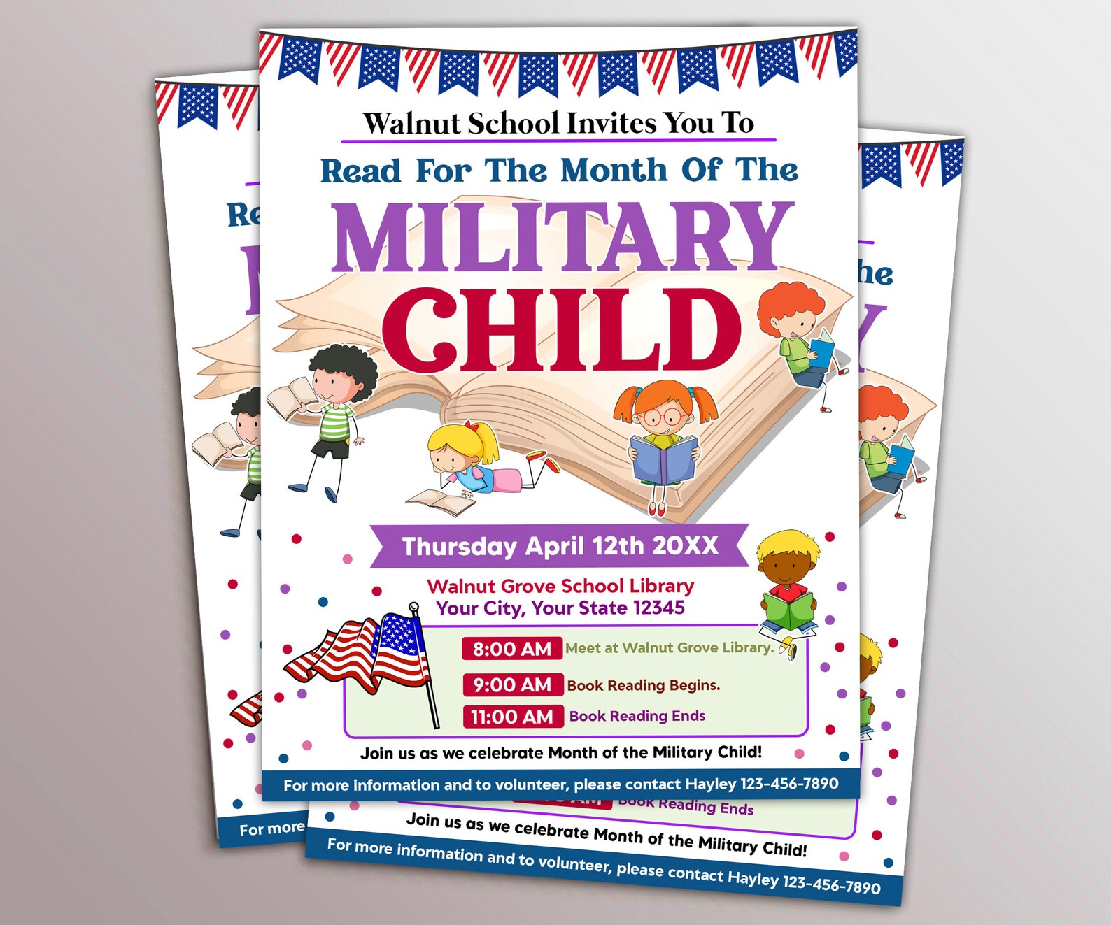Editable Read for the Month of the Military Child Flyer, PTO PTA School ...