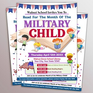 Editable Read for the Month of the Military Child Flyer, PTO PTA School ...