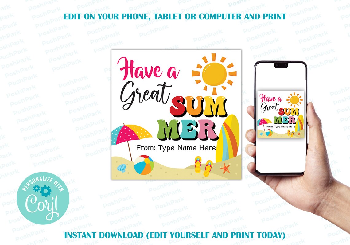 Custom Summer Gift Tags for Teacher, Beach-theme Summer Gift Tags ...