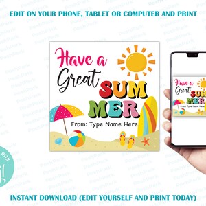 Custom Summer Gift Tags for Teacher, Beach-theme Summer Gift Tags ...