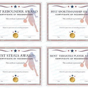 PRINTABLE Red White Blue PDF End of Season Basketball Award ...
