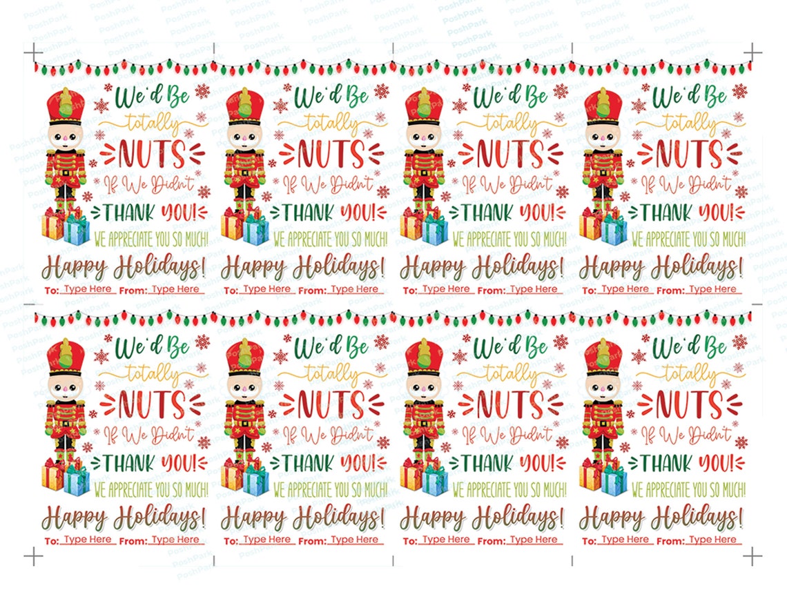 Editable Christmas Nut Gift Tags Staff Employee Nurse Teacher - Etsy