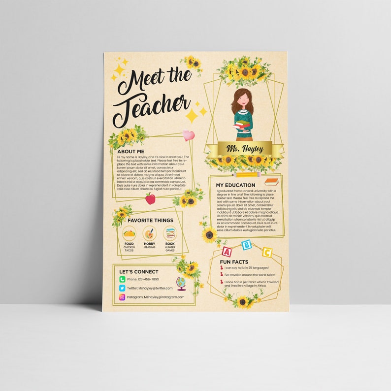 Editable Meet the Teacher Template Sunflowers BUNDLE Meet the - Etsy