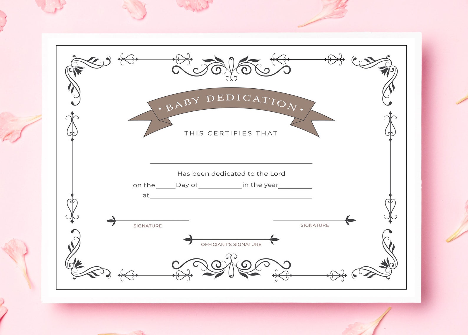 Printable Blank PDF Baby Dedication Certificate, Diy Baptism ...