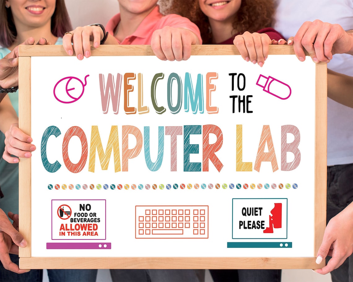 PDF Welcome to the Computer Lab Sign White Printable School - Etsy