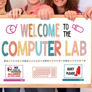PDF Welcome to the Computer Lab Sign White, Printable School Computer ...