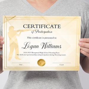 Editable Shooting Certificate Template Bundle for Boys and Girls, DIY ...