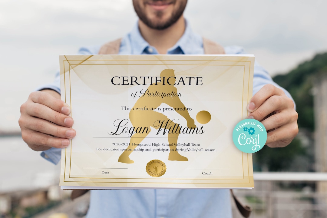Editable Boys Volleyball Certificate Template, Boys Volleyball ...