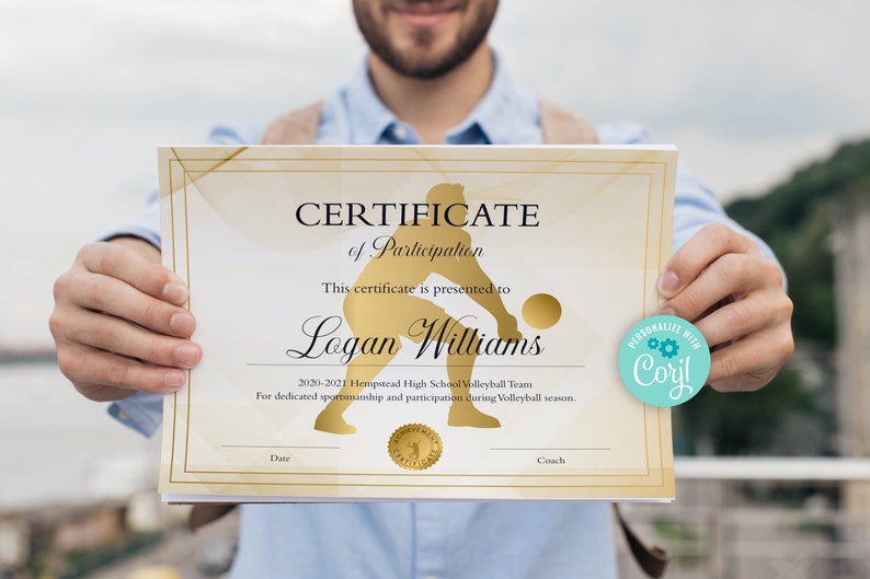 Editable Boys Volleyball Certificate Template Boys Volleyball | Etsy