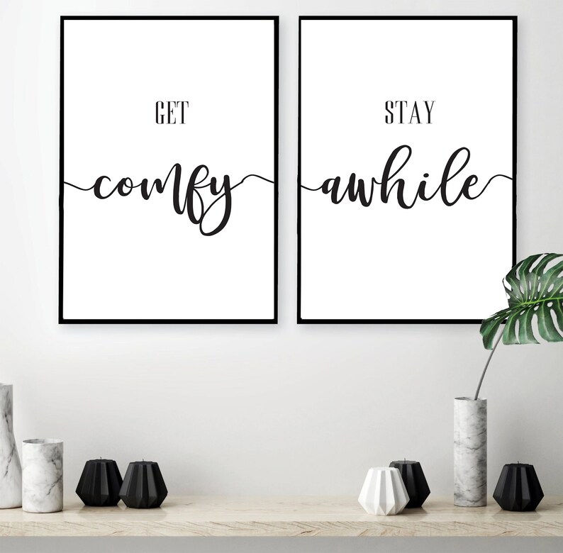 Get Comfy Printable Set of 2 Quote Guest Room Decor Stay - Etsy