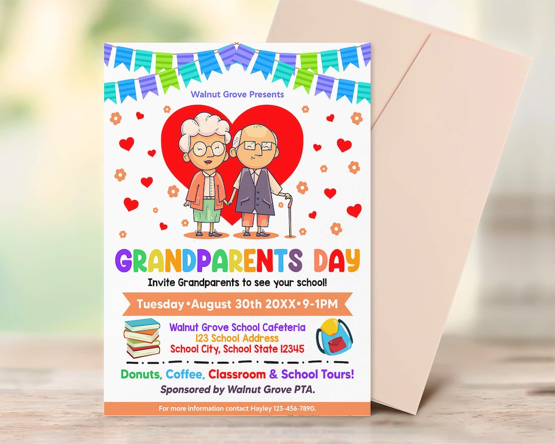 Grandparents Day Flyer Invite Template, PTA PTO Flyer School Fundraiser ...