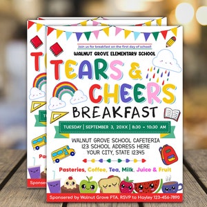 Editable Tears and Cheers Breakfast Flyer Invitation, Back to School ...