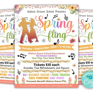 Editable Spring Fling Flyer, PTO PTA School Dance Flyer, Easter Party ...