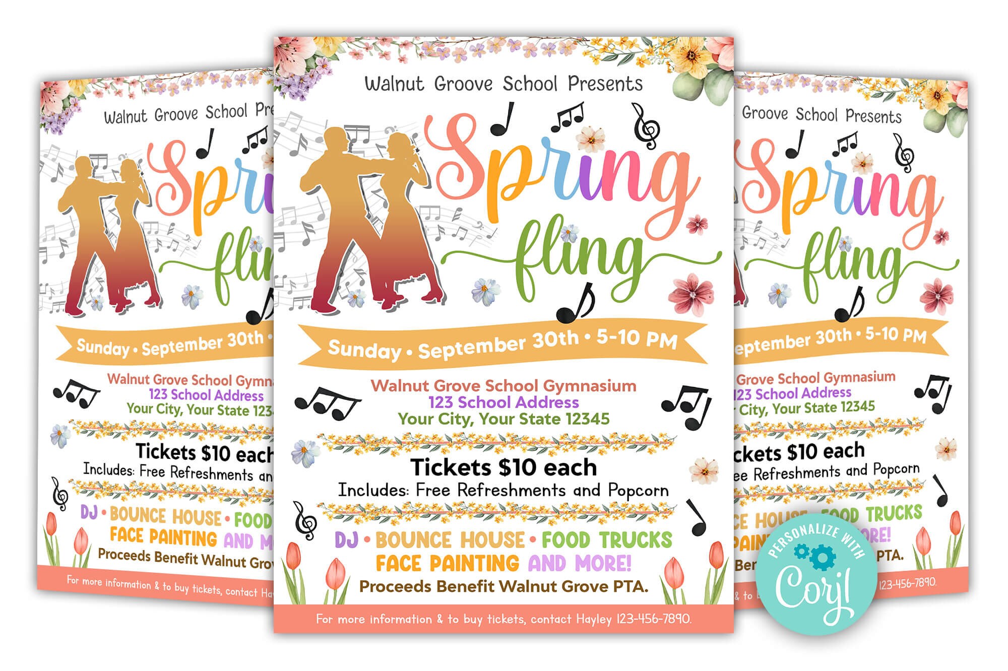 Editable Spring Fling Flyer, PTO PTA School Dance Flyer, Easter Party ...