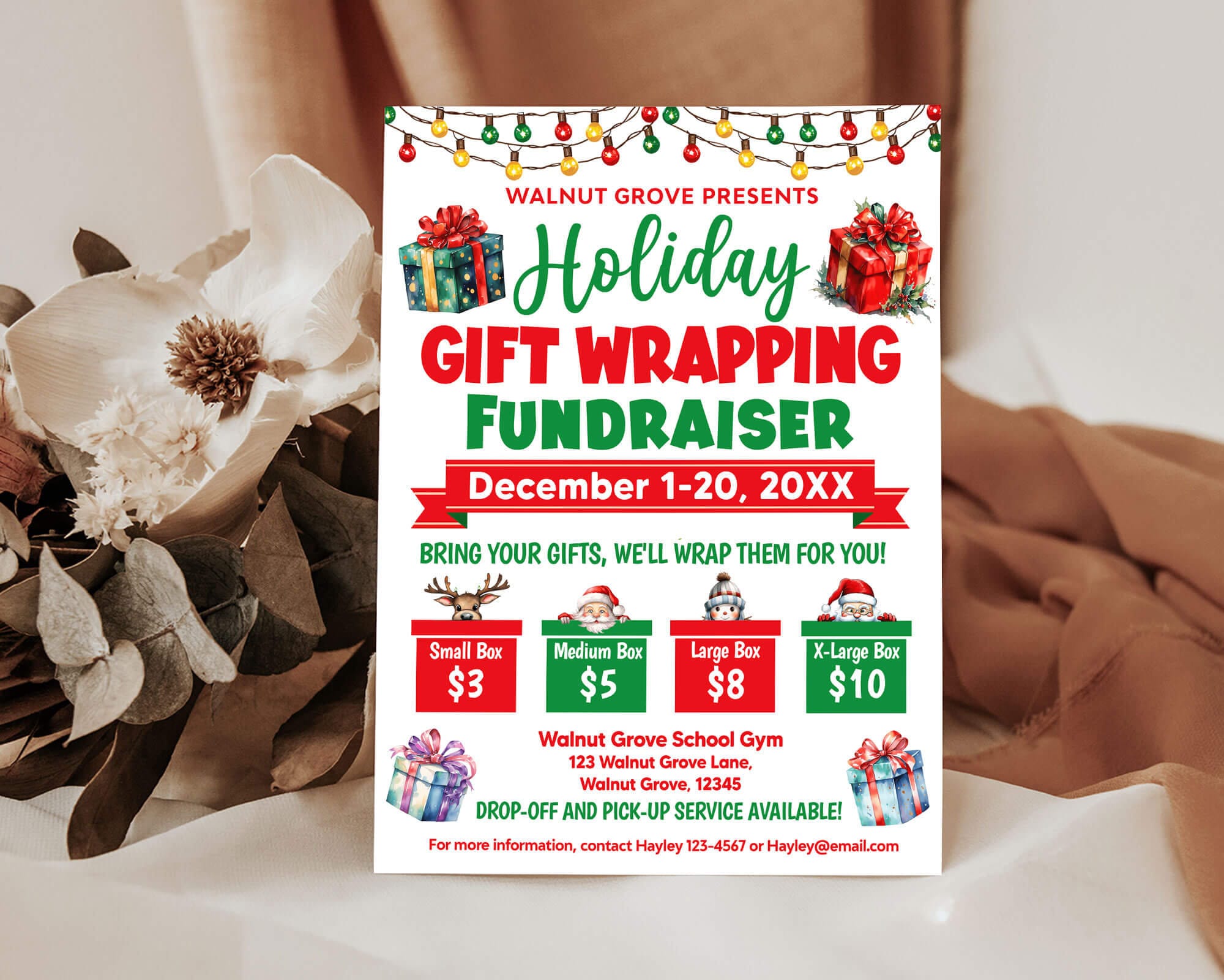 Editable Holiday Gift Wrapping Fundraiser Flyer, Christmas Gift ...