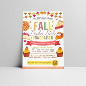 Fall Bake Sale Flyer, Festival Fall Harvest Template for Church School ...
