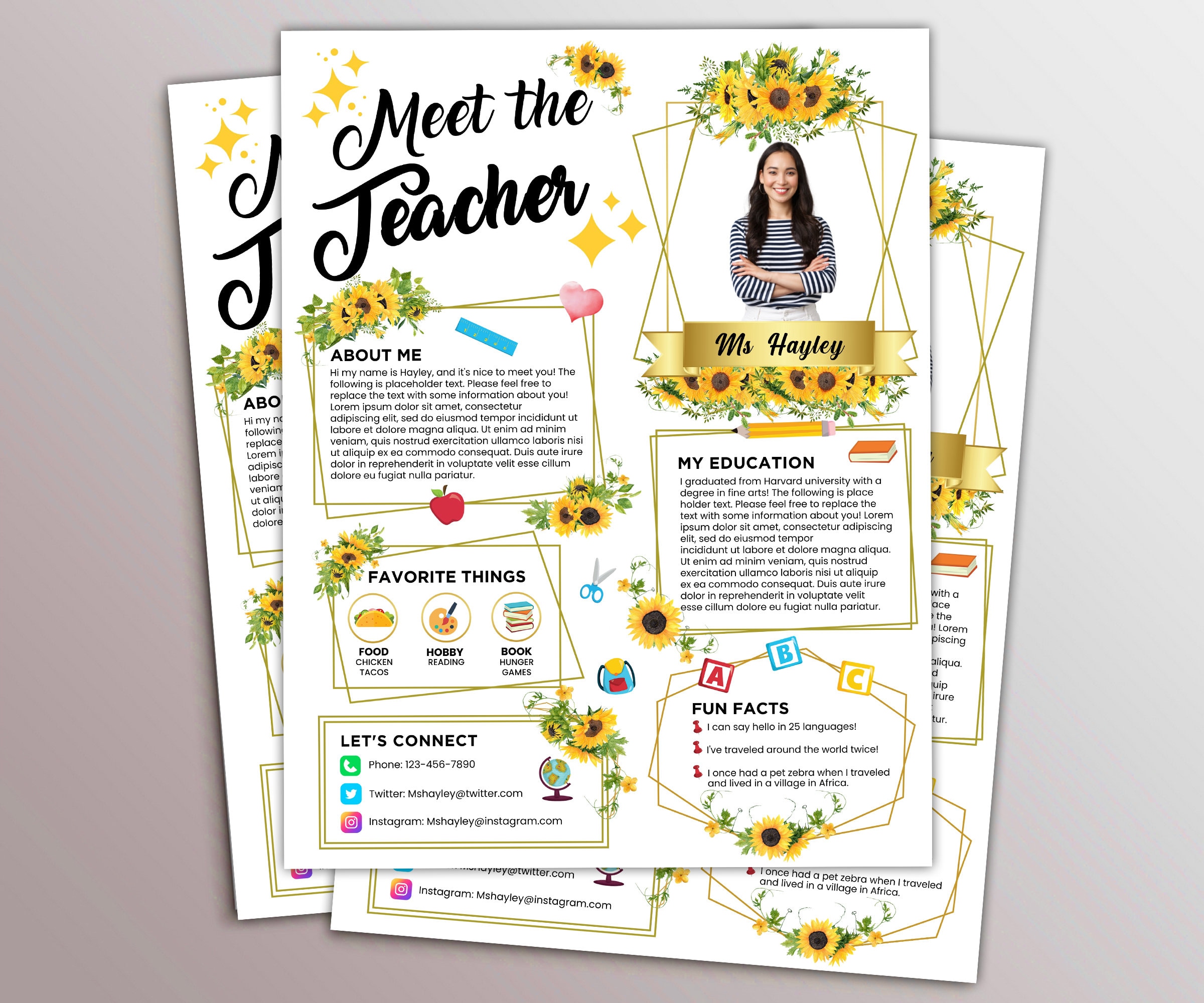 Editable Meet the Teacher Template Sunflowers BUNDLE Meet the - Etsy