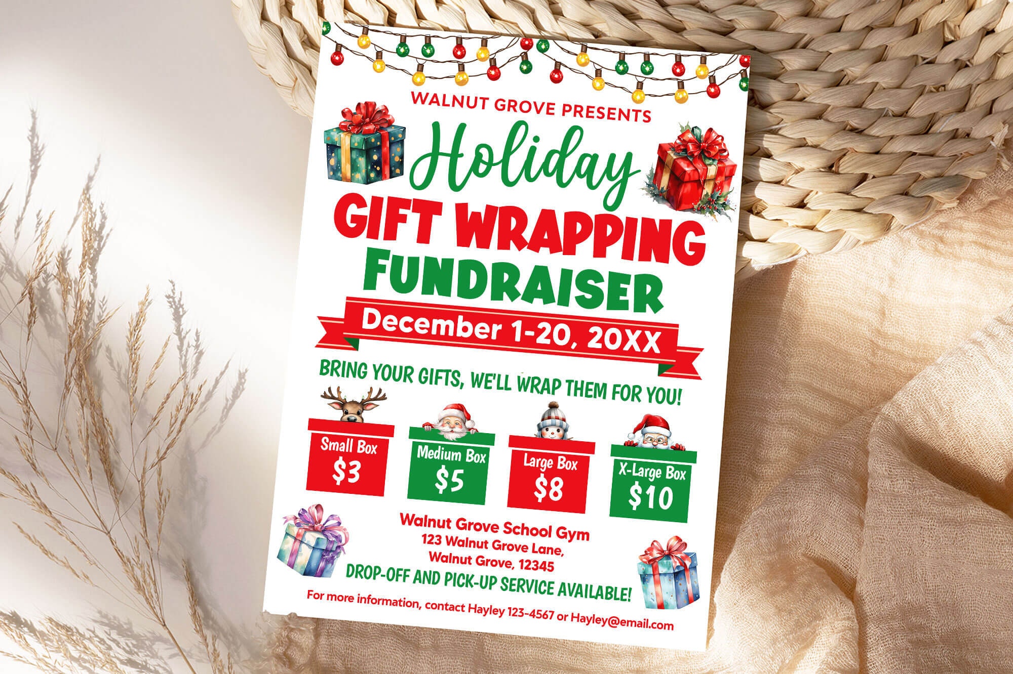 Editable Holiday Gift Wrapping Fundraiser Flyer, Christmas Gift ...