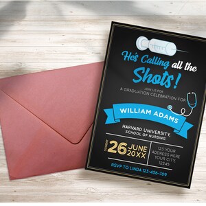 Male or Female Nursing Graduation Invitation Instant Download BLACK ...
