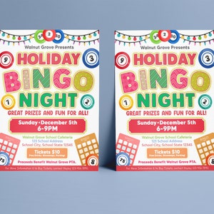 Editable Holiday Bingo Night Flyer Template, Christmas Family Game ...