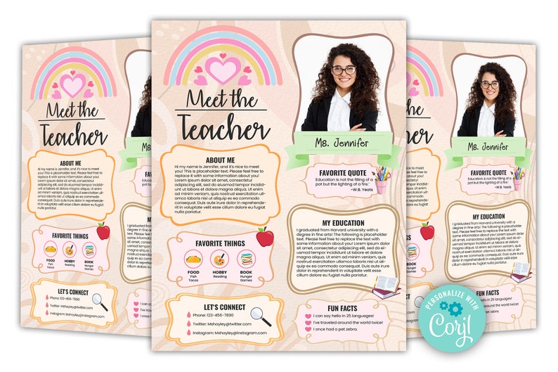 Meet the Teacher Template Rainbow Meet the Teacher Template - Etsy