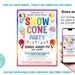 Editable Snow Cone Party Invite, Ice Cream Party Invite, PTO PTA School ...