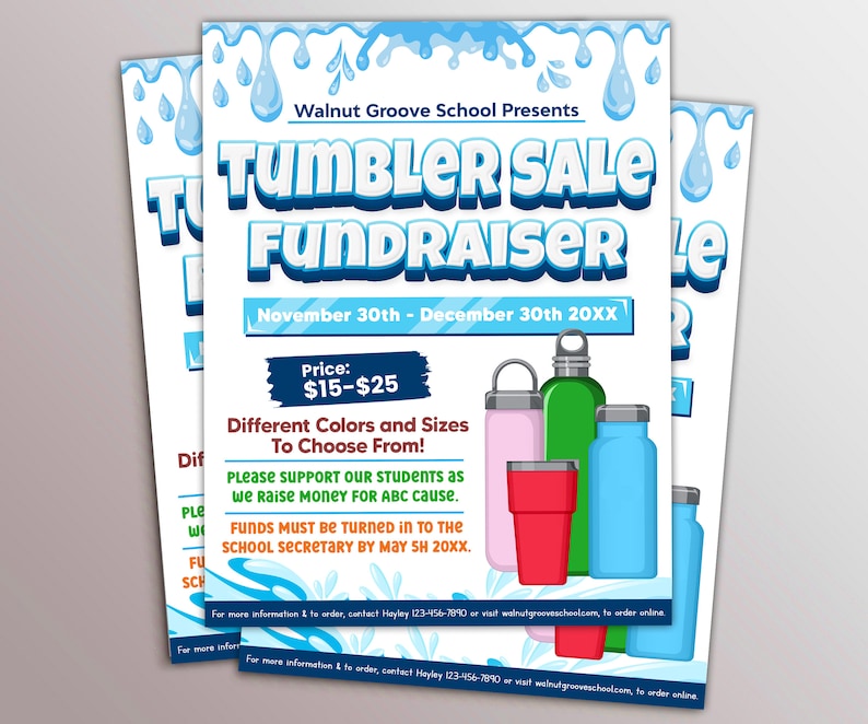 Editable Tumbler Sale Fundraiser Flyer Template, Coffee Cup to Go Mug ...