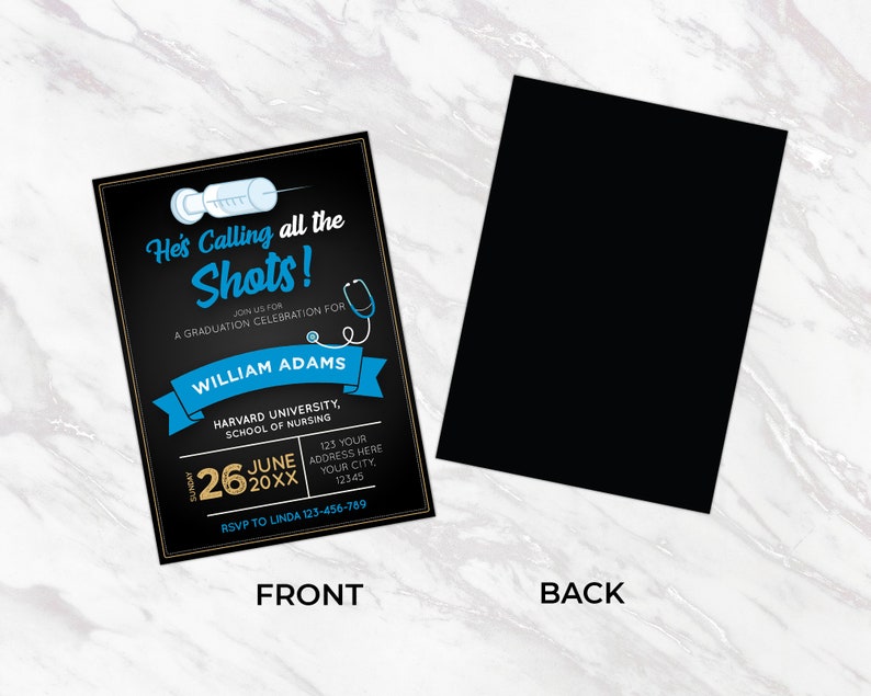 Male or Female Nursing Graduation Invitation Instant Download BLACK ...