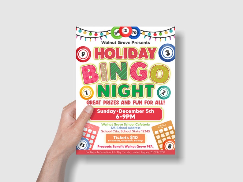 Editable Holiday Bingo Night Flyer Template Christmas Family - Etsy